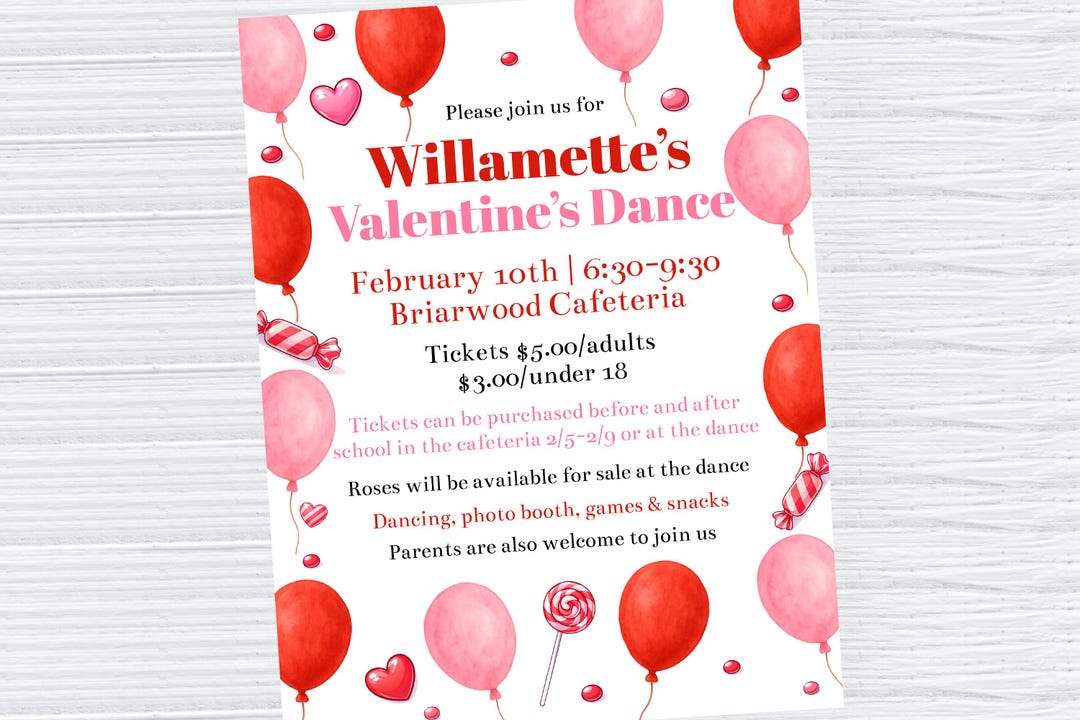 Editable Valentine's Day Dance Flyer Template, Father Daughter Dance ...