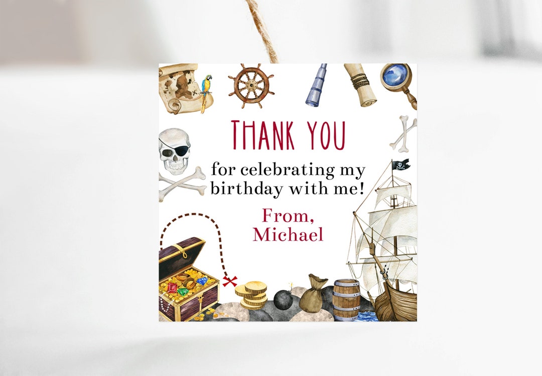 Editable Pirate Birthday Party Favor Tag, Printable Pirate Party Gift ...