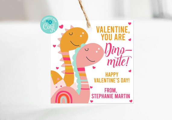 Editable Dinosaur Valentine Tag, You Are Dino Mite, Girls Valentines ...