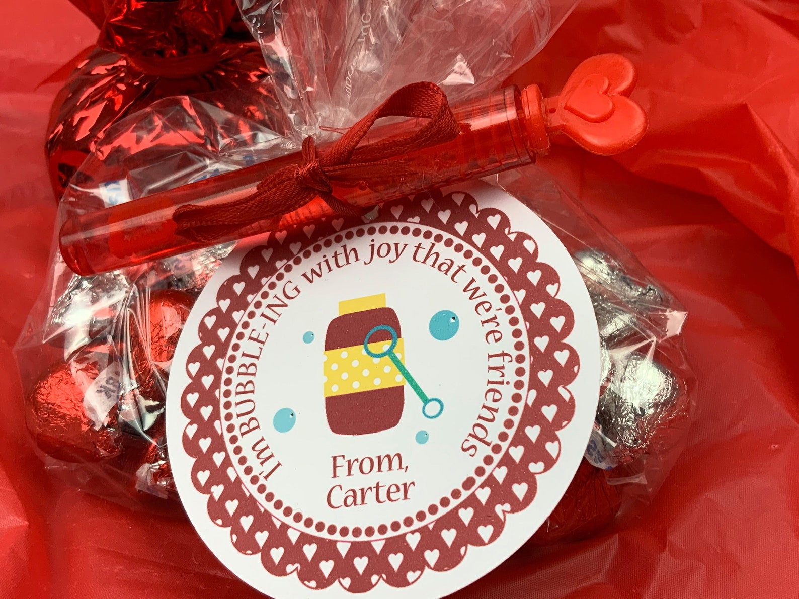 Bubble Valentine Bubble-ing With Joy Valentines Tag Kids - Etsy