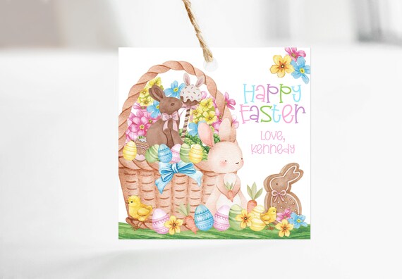 Easter Basket Tag Printable, Editable Easter Bunny Gift Tag, Easter Tag ...
