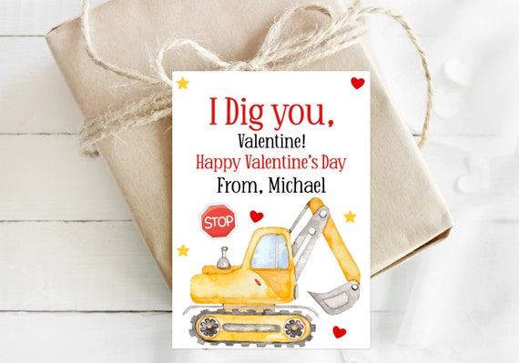 Editable I Dig You Valentine Tag, Construction Valentines For Classroom ...