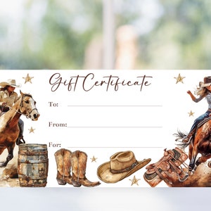 Editable Horseback Riding Gift Certificate Voucher Template, Printable ...