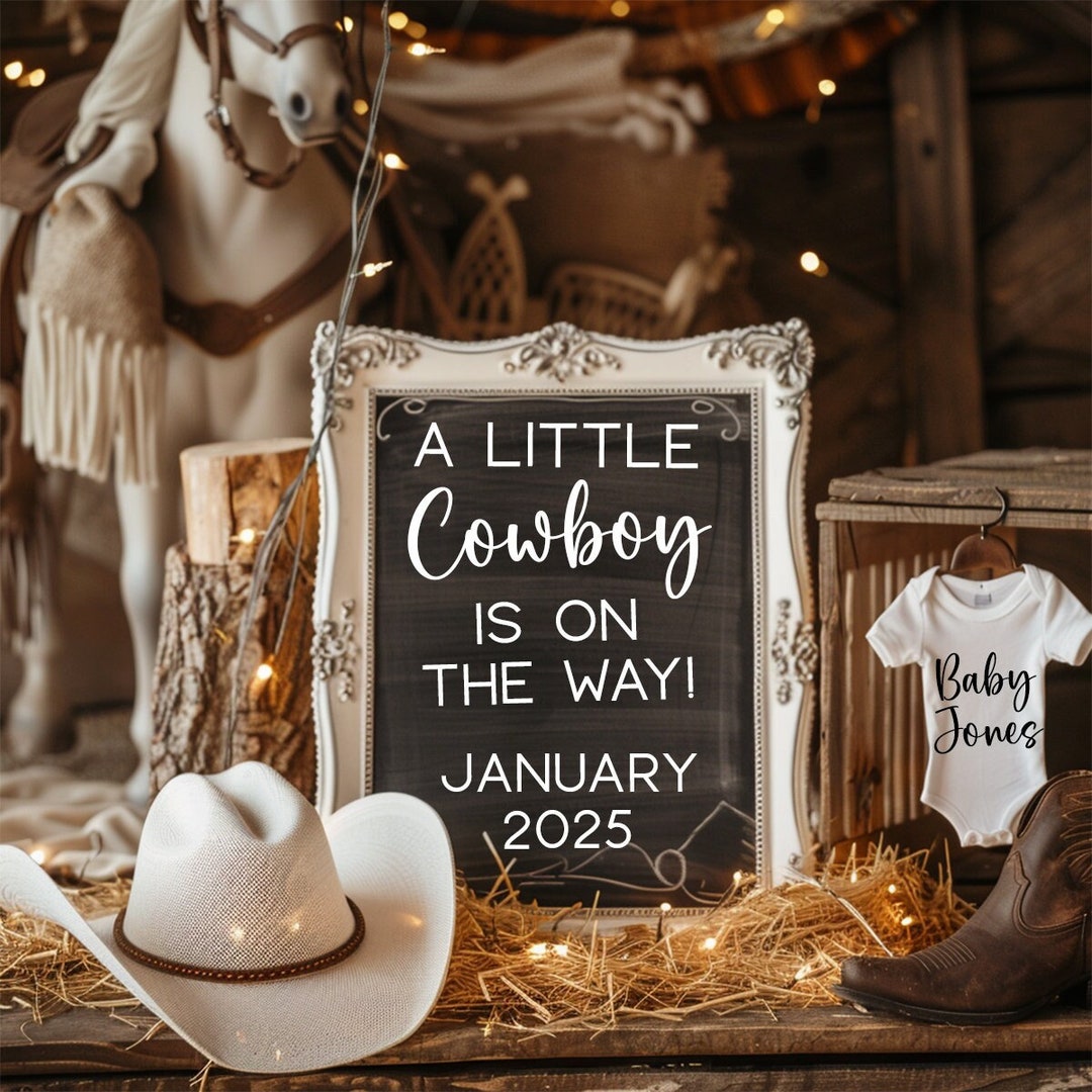 Cowboy Pregnancy Announcement Little Cowboy Social Media Baby Reveal ...