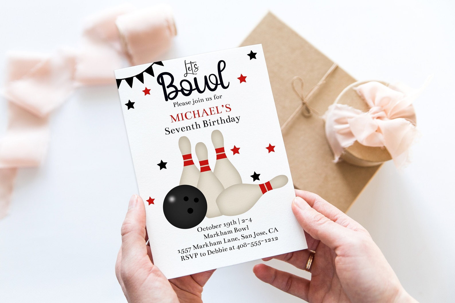 Editable Bowling Birthday Party Invitation Template Bowling Party ...