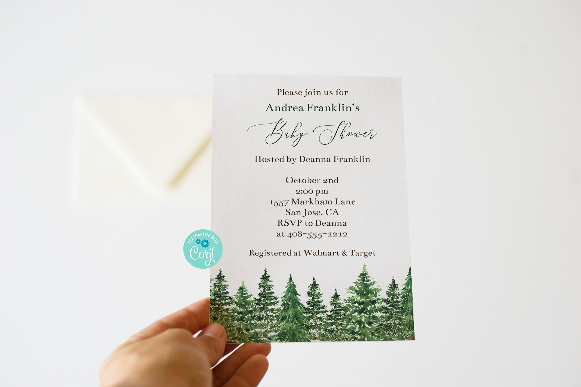 Editable Forest Invitation Baby Shower Invitation | Etsy