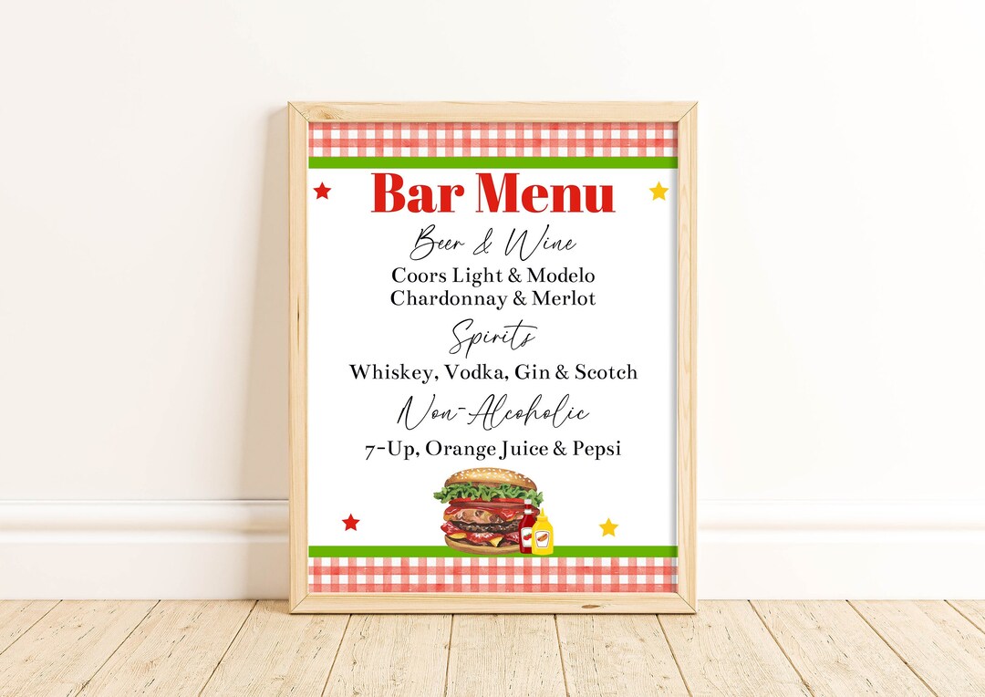 Editable Hamburgers BBQ Bar Menu Template, Neighborhood or Family ...