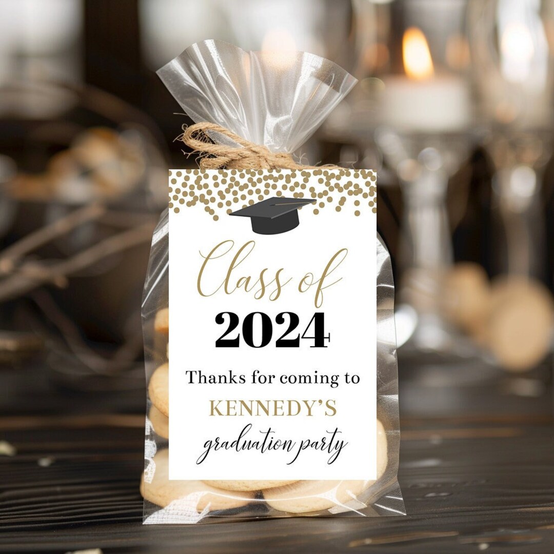 Editable Class of 2024 Graduation Favor Tag Template, Printable Black ...