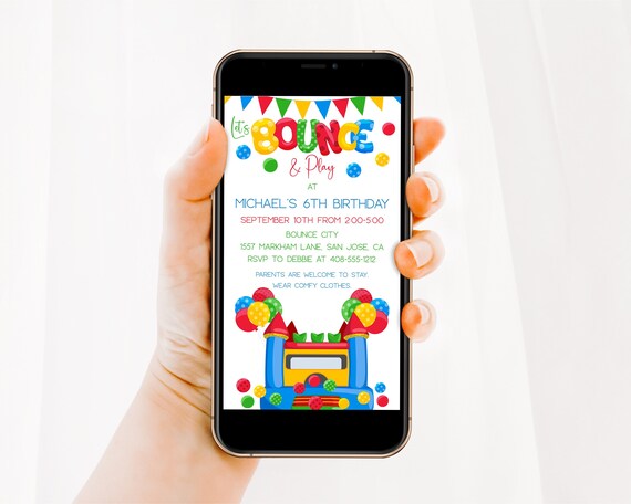 Bounce House Evite Jumping Party Digital Invitation Jump House Party ...