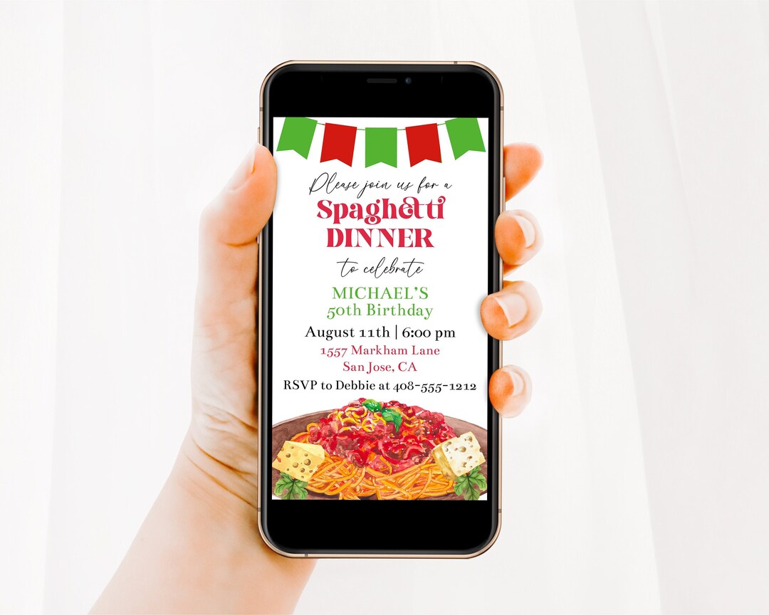 Editable Spaghetti Dinner Digital Invitation, Spaghetti Feed Electronic ...