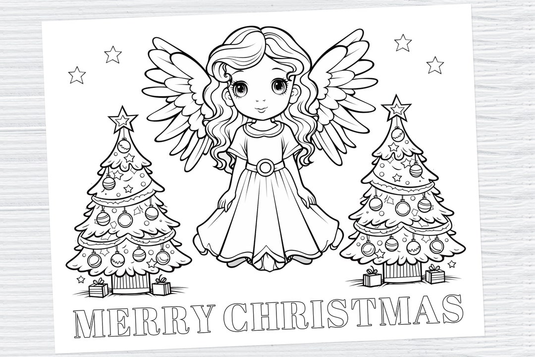 Angel Christmas Coloring Page Printable Kids Christmas Dinner Placemat ...
