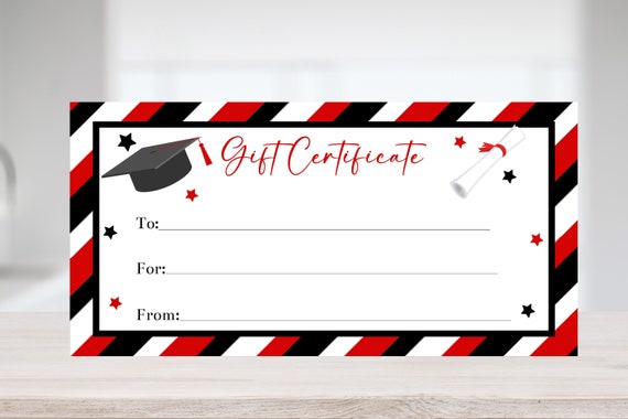 Editable Graduation Gift Certificate Template Printable Grad Party Gift ...