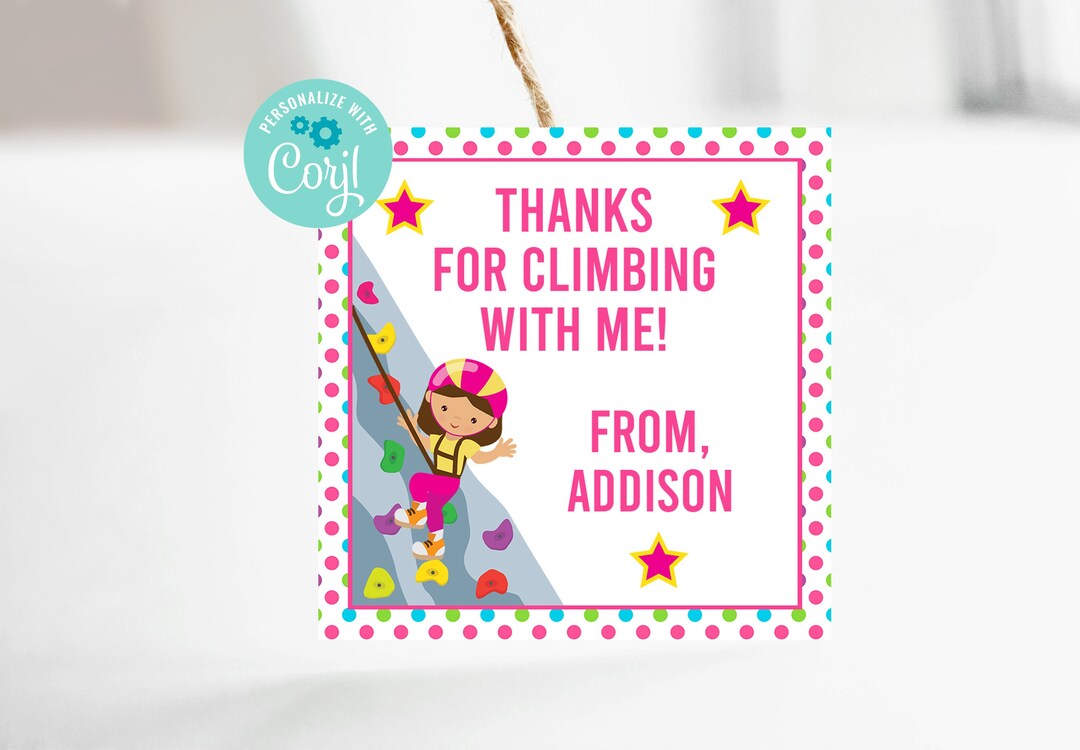 Editable Rock Climbing Tag, Rock Climbing Party, Rock Climbing Birthday ...