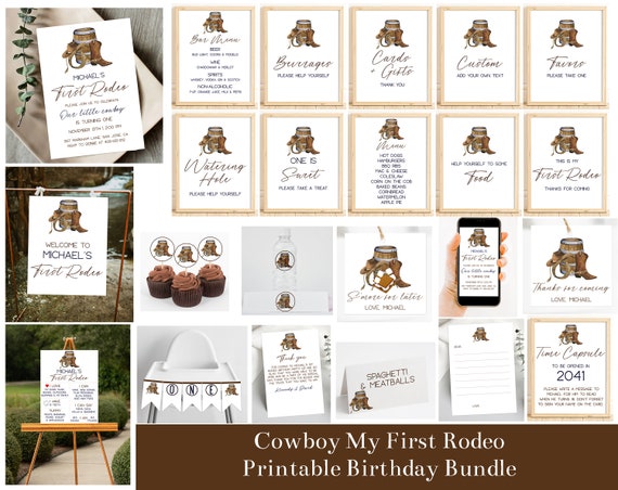 My First Rodeo Birthday Party Bundle | Cowboy 1st Birthday | Cowboy ...