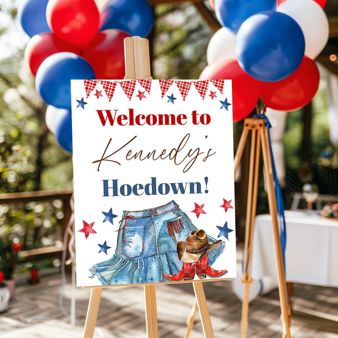 Editable Cowgirl Birthday Party Welcome Sign Template Hoedown Party ...