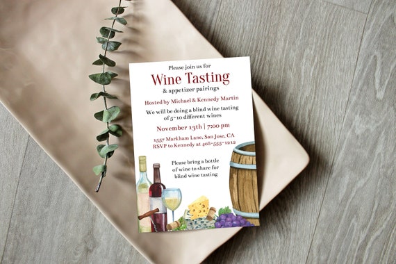 Editable Wine Tasting Party Invitation Template Printable Wine Party ...