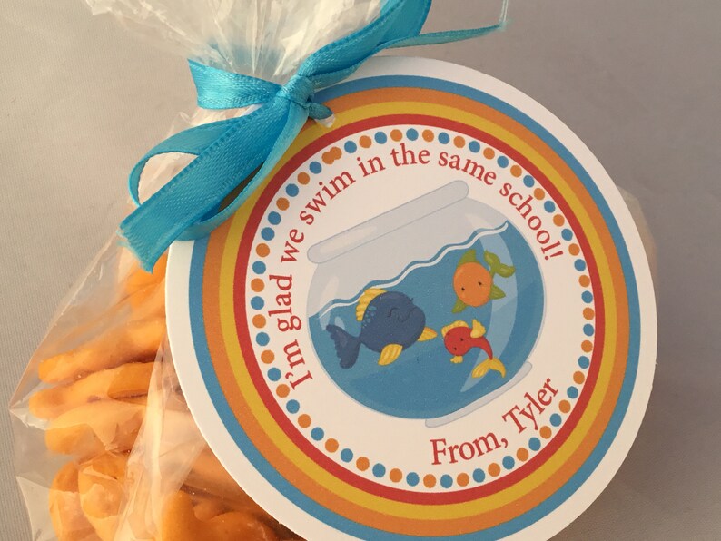 Printable Tags Fish Valentine's Day Tag so Glad We Swim - Etsy