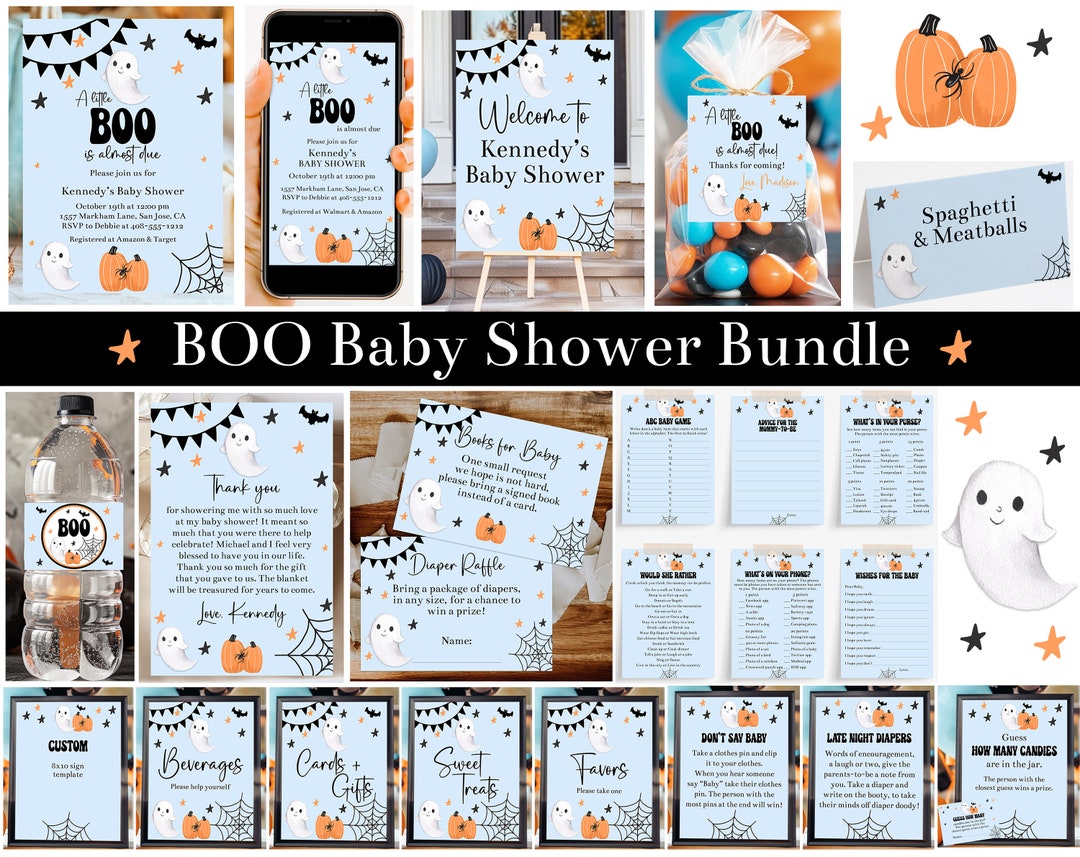Printable A Little Boo is Almost Due Baby Shower Bundle, Editable Ghost ...