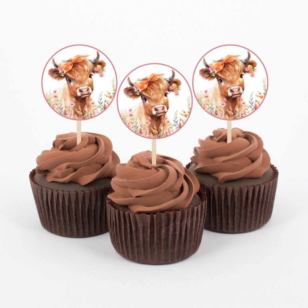 Cow Cupcake Toppers, Printable Girls Cow Have You Herd the Moos Party ...