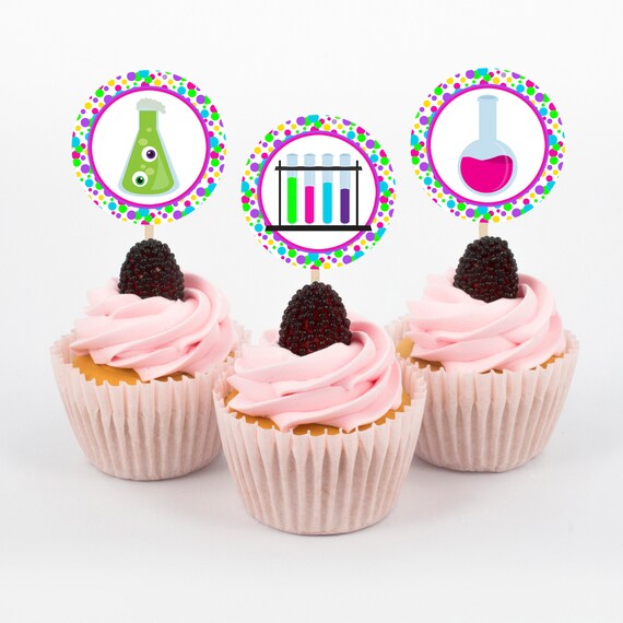 Science Cupcake Toppers Mad Scientist Science Experiment - Etsy