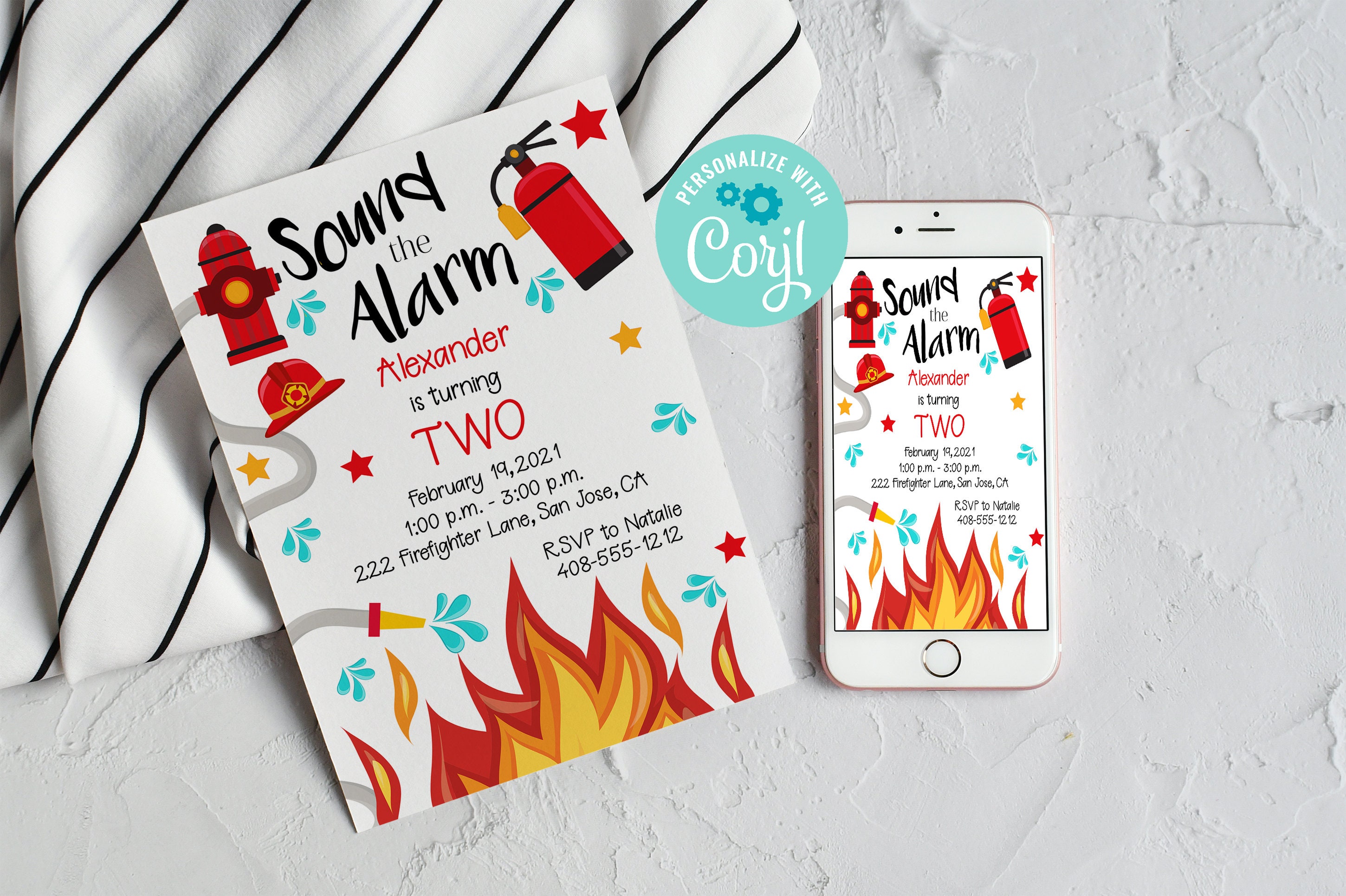 Editable Fire Birthday Invitation Fire Birthday Party Fire | Etsy