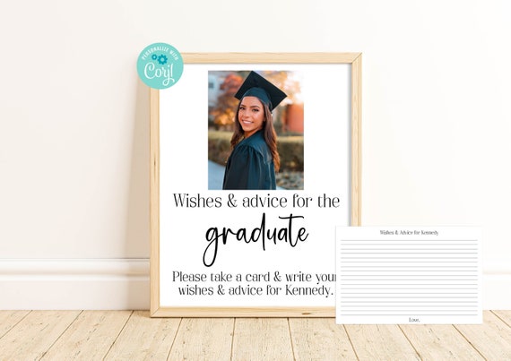Printable Minimalist Photo Wishes and Advice For The Graduate Sign and ...