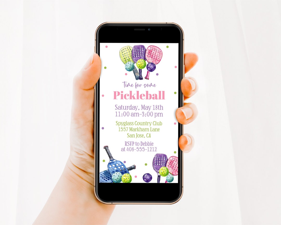 Editable Pickleball Digital Invitation, Pickleball Birthday Party ...