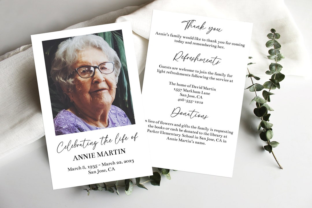 Editable Celebration of Life Program Template, Printable Funeral ...