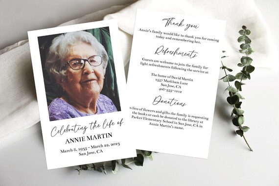 Editable Celebration of Life Program Template, Printable Funeral ...