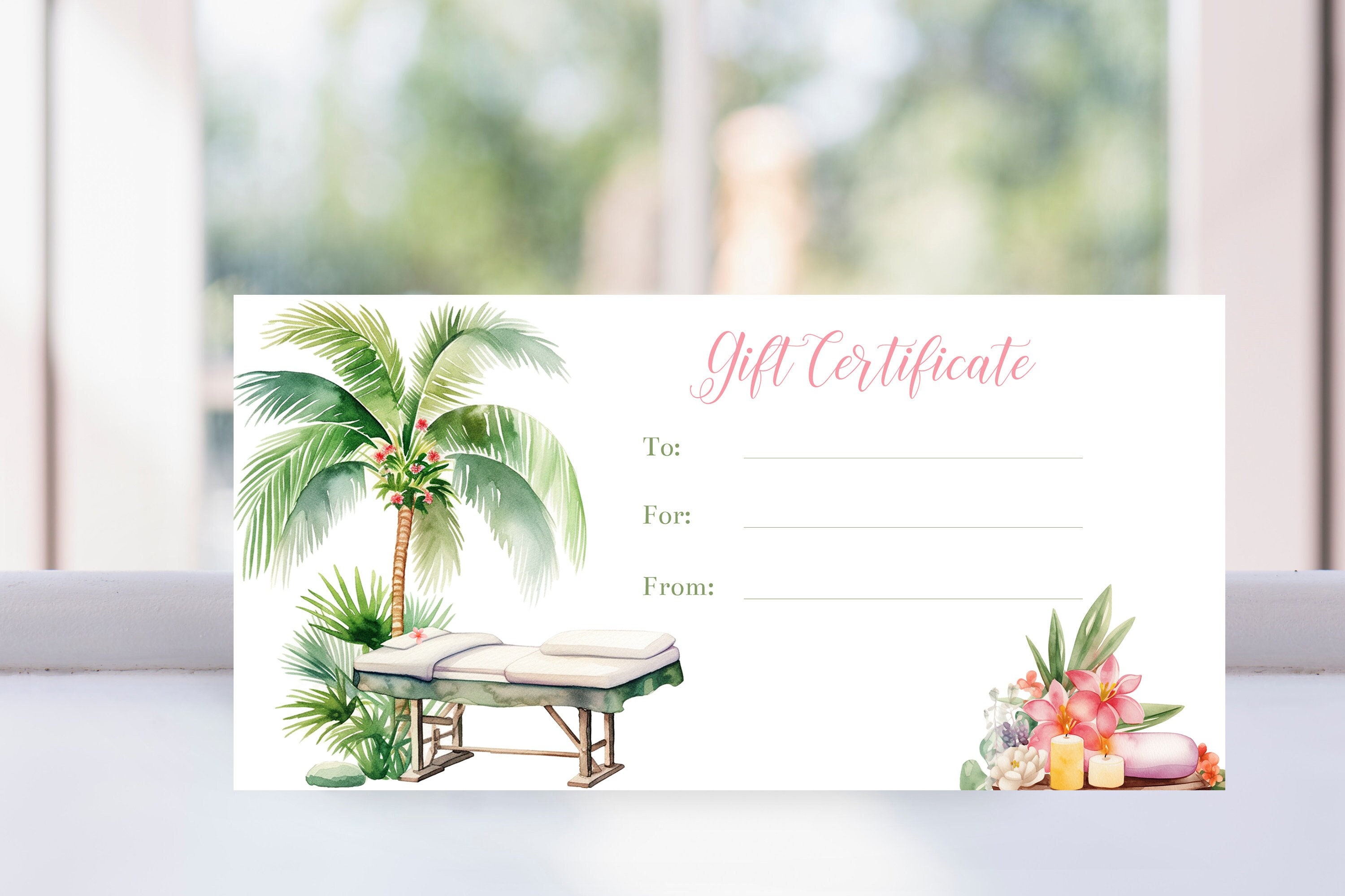 Printable Massage Gift Certificate Template, Printable Spa Day Coupon ...