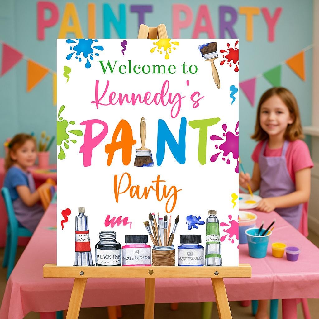 Editable Paint Party Welcome Sign Template Printable Painting Party ...