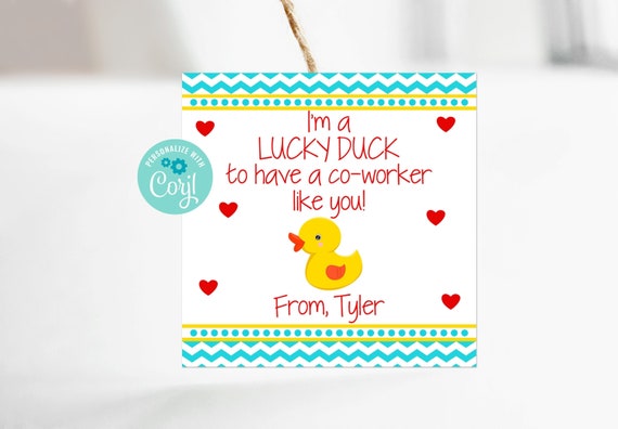 Editable Lucky Duck Valentine For Co-Workers, Office Gifts For ...