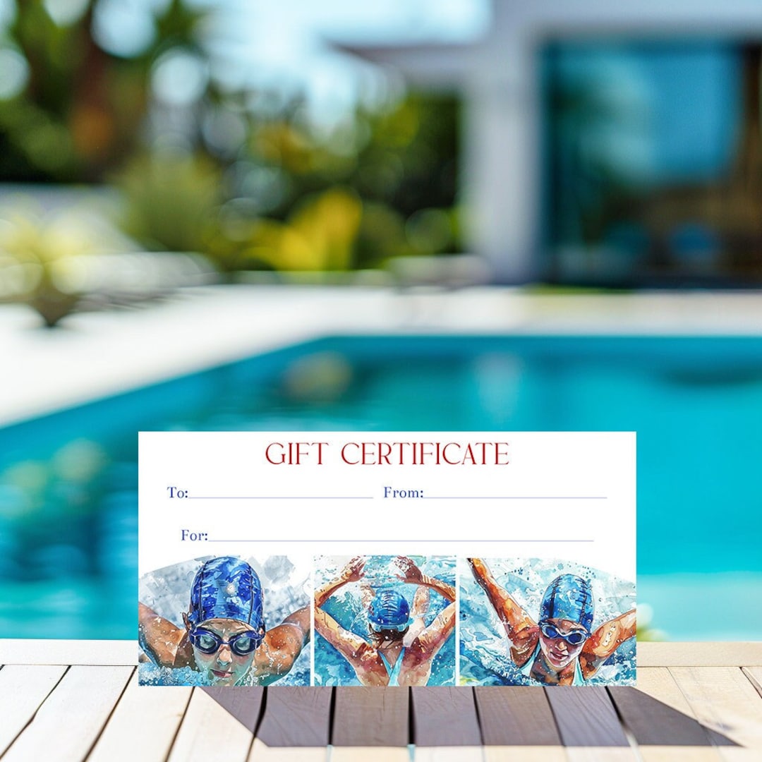 Editable Swim Gift Certificate Template, Printable Swim Lessons Gift ...