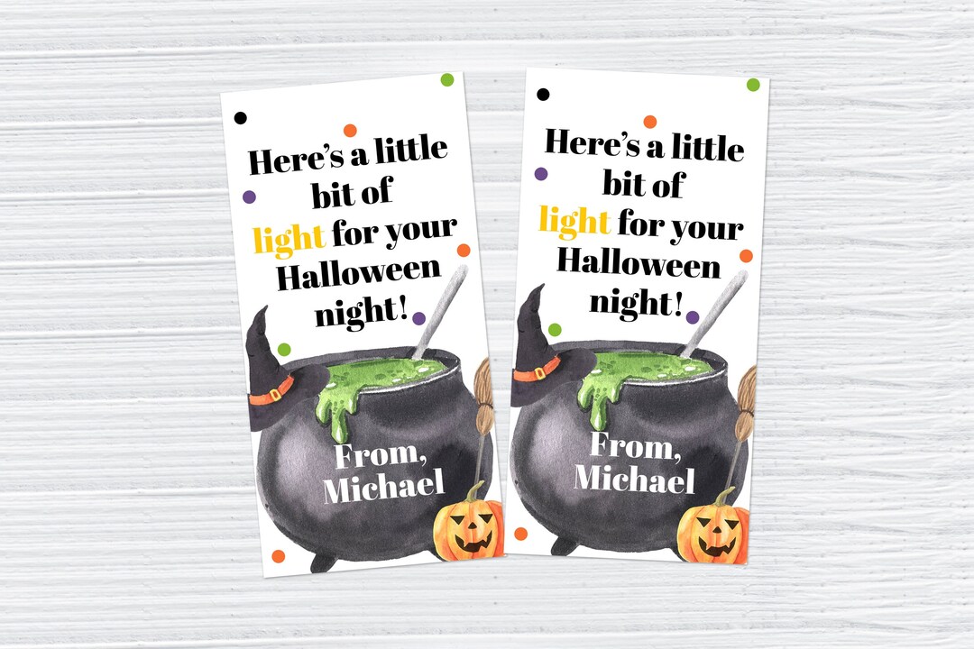 Printable Glow Stick Tag A Little Bit of Light for Halloween Night ...