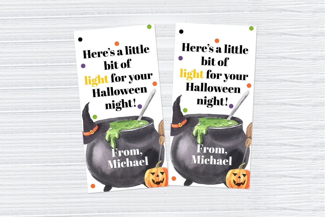 Printable Glow Stick Tag A Little Bit of Light for Halloween - Etsy