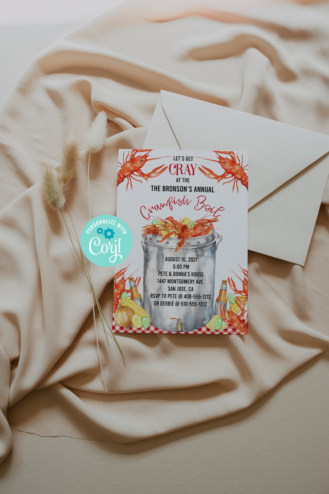 Editable Crawfish Boil Invitation, Crawfish Party, Crawfish Dinner ...