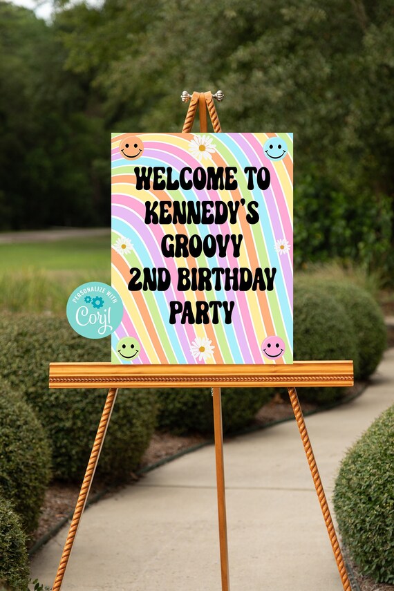 Groovy Welcome Sign Template, Hippie Birthday Party, Two Groovy Party ...