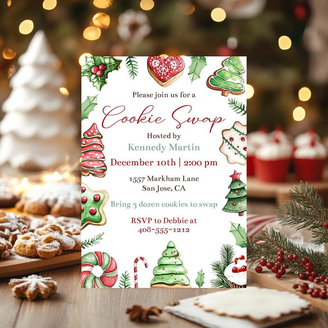 Christmas Cookie Swap Invitation Template Cookie Exchange Invite ...