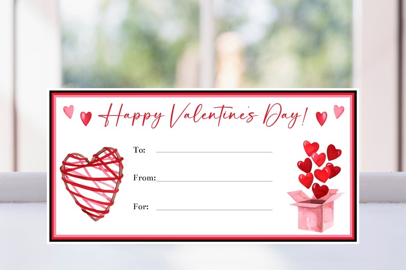 Printable Valentine's Day Gift Certificate Voucher Template, Editable ...