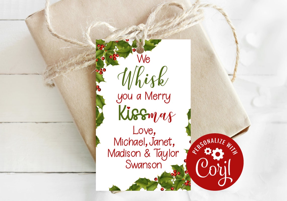 Editable We Whisk You a Merry Kissmas Tag Printable Tags - Etsy