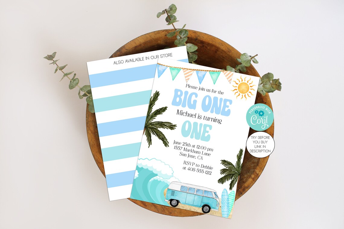 The Big One Sign First Birthday Party Surf Birthday 1st - Etsy