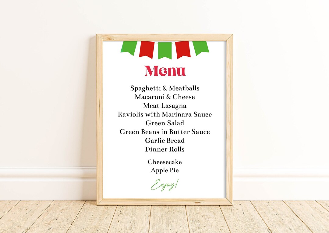 Editable Spaghetti Dinner Menu Sign Template, Pasta Dinner Menu ...