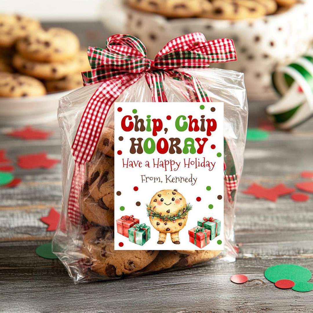 Editable Chip Chip Hooray Christmas Gift Tag, Printable Christmas Treat ...