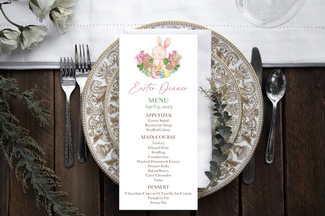 Editable Easter Dinner Menu Template Easter Brunch Dinner Menu ...