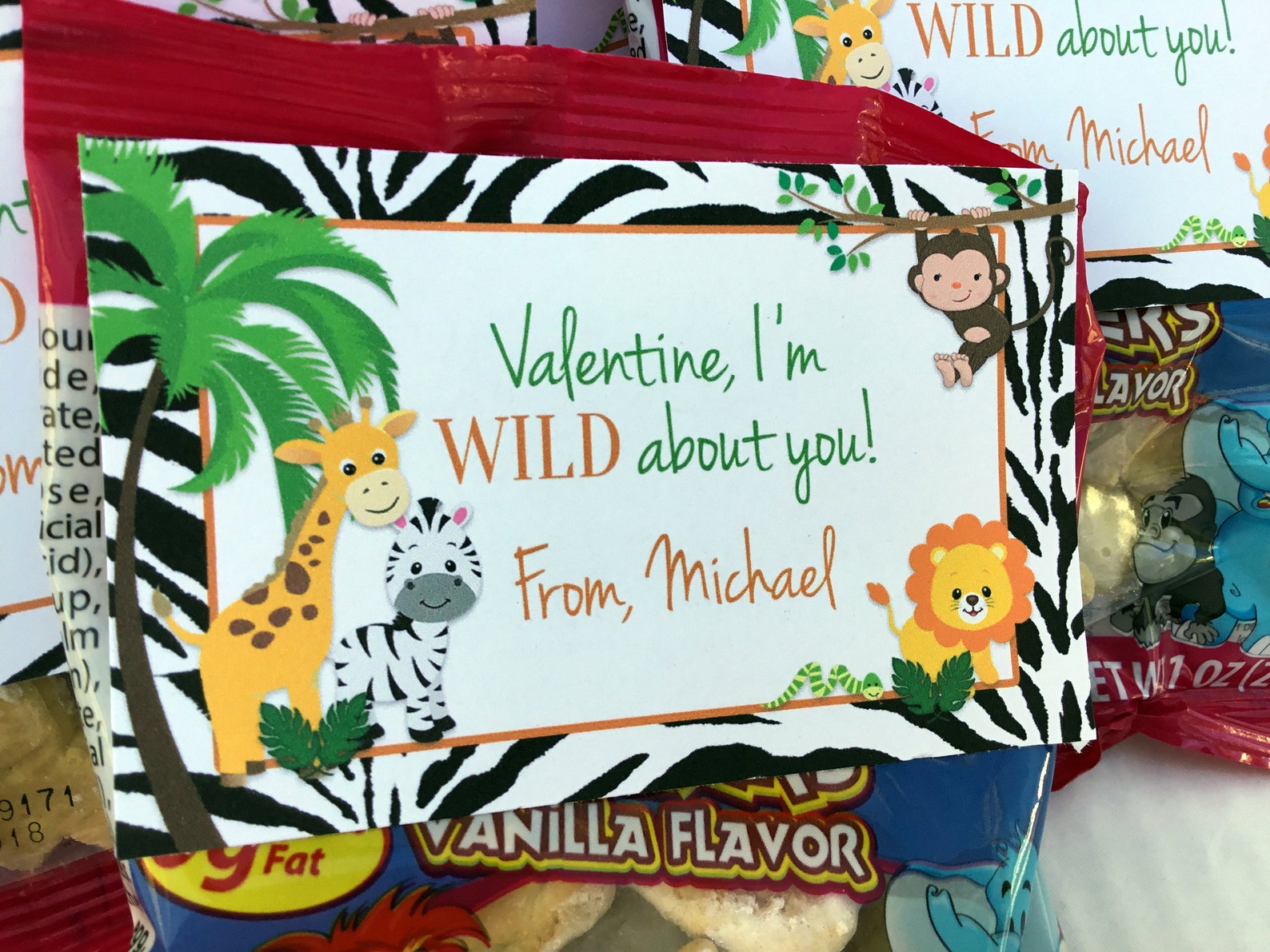 Animal Valentine Animal Crackers Valentine Wild About You | Etsy