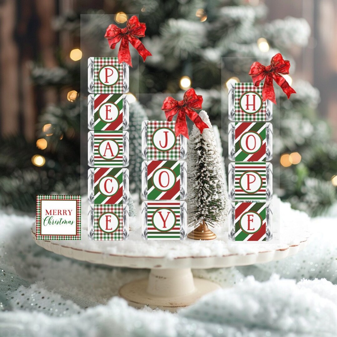 Printable Christmas Mini Candy Wrappers Set, Peace Candy Bar Wrappers ...