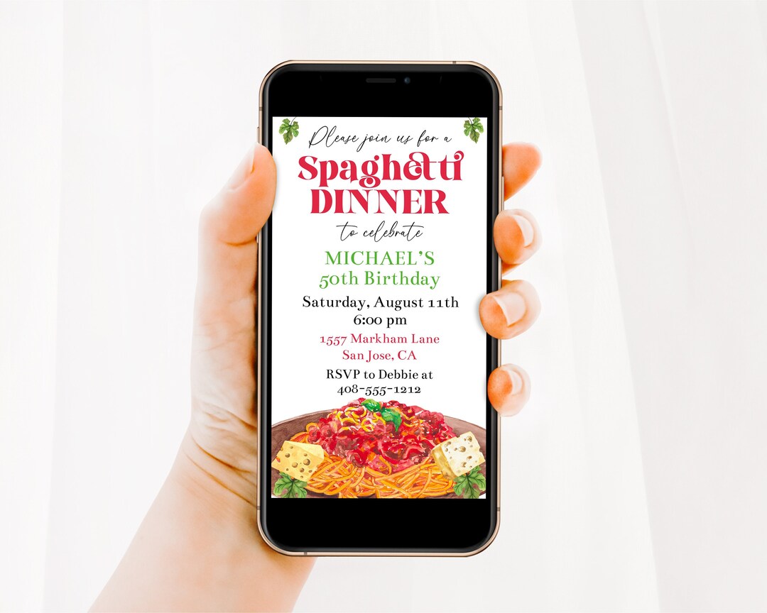Editable Spaghetti Dinner Digital Invitation, Spaghetti Feed Electronic ...