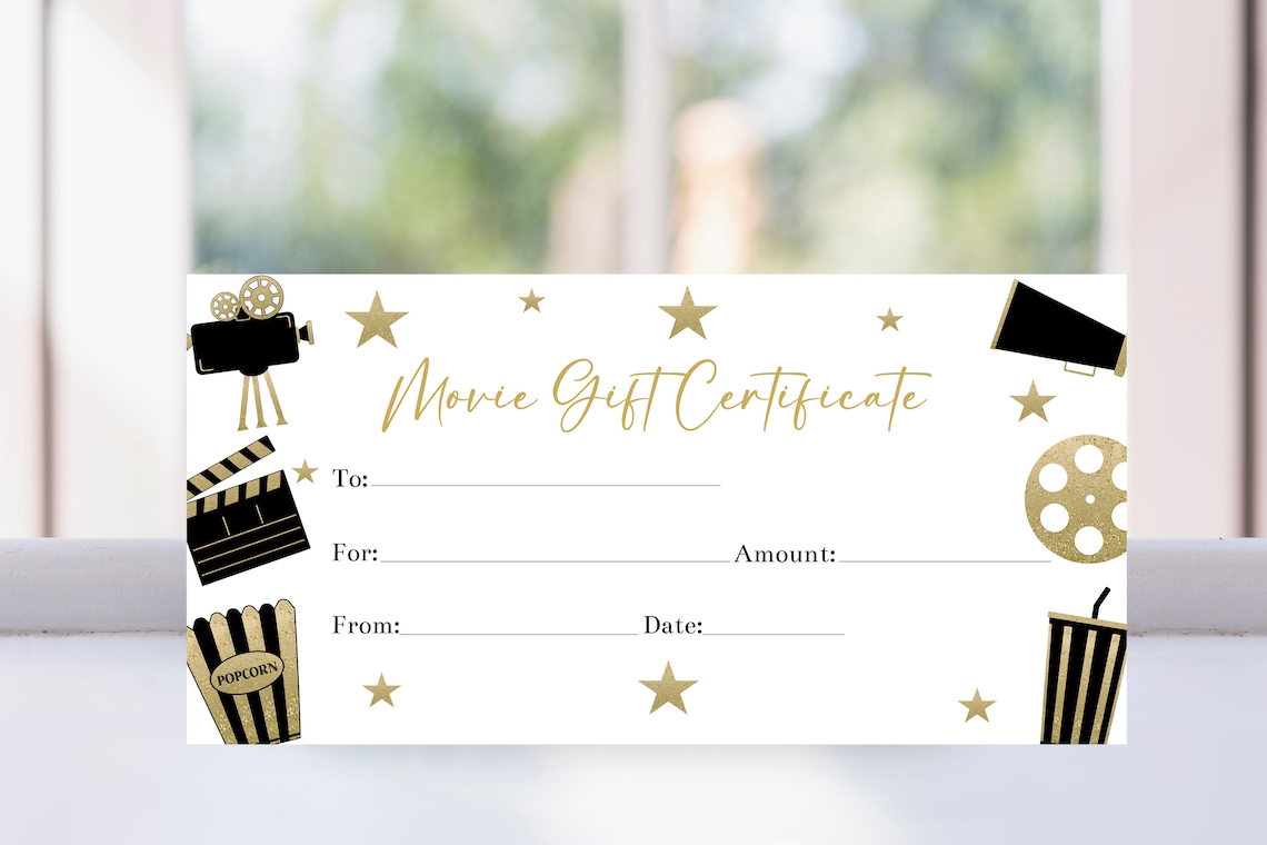 Printable Movie Gift Certificate Template Editable Movie Gift - Etsy