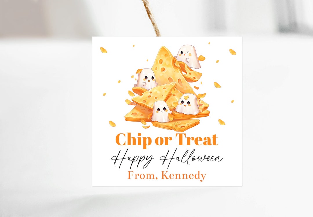 Editable Chip or Treat Gift Tag, Halloween Chip Favor Tag, Printable ...