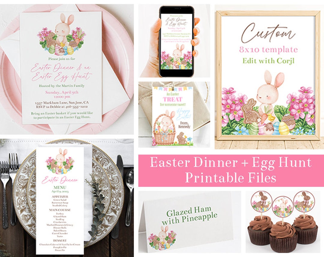 Editable Easter Brunch Bundle Templates, Invitation and Evite, Dinner ...